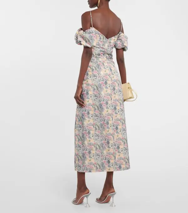 MARKARIAN Ruched Off-shoulder Midi Dress