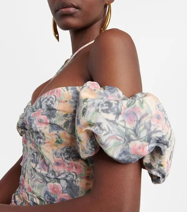 MARKARIAN Ruched Off-shoulder Midi Dress