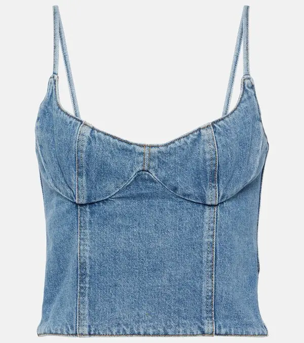 Magda Butrym Denim Bustier Top - Blue