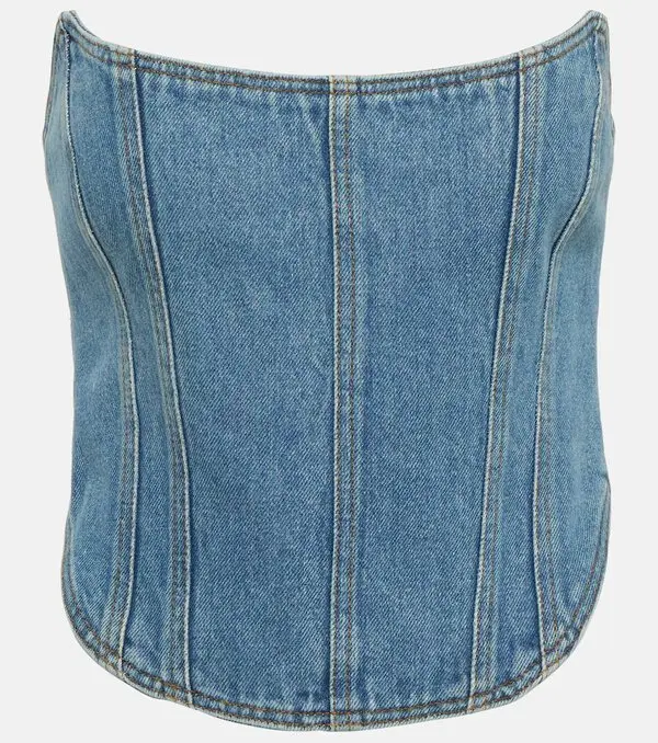 Magda Butrym Cotton Denim Bustier - Blue