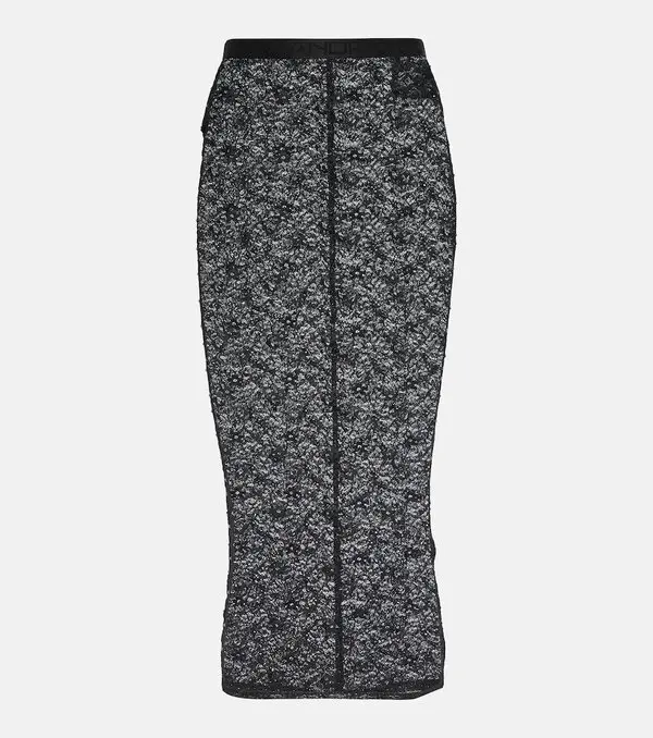 Alessandra Rich Lace Pencil Skirt - Black