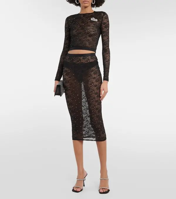 Alessandra Rich Lace Pencil Skirt