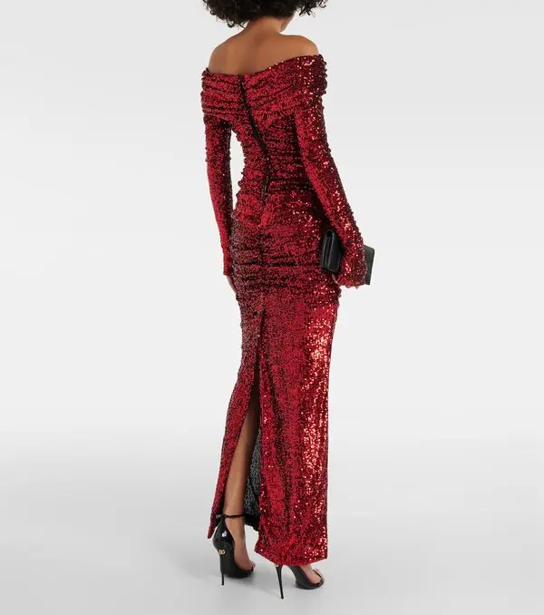 Dolce & Gabbana Sequined Off-shoulder Gown