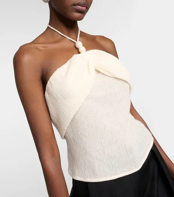 Magda Butrym Embellished Halterneck Top - White