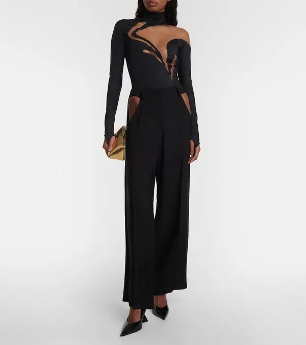 MUGLER Cutout Wide-leg Pants
