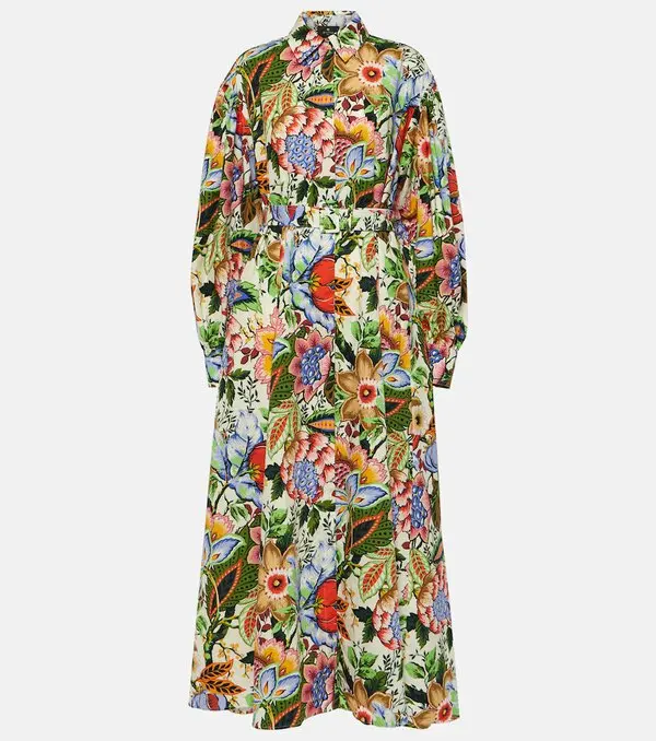 Etro Floral Cotton Shirt Midi Dress - Multicoloured