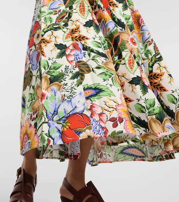 Etro Floral Cotton Shirt Midi Dress