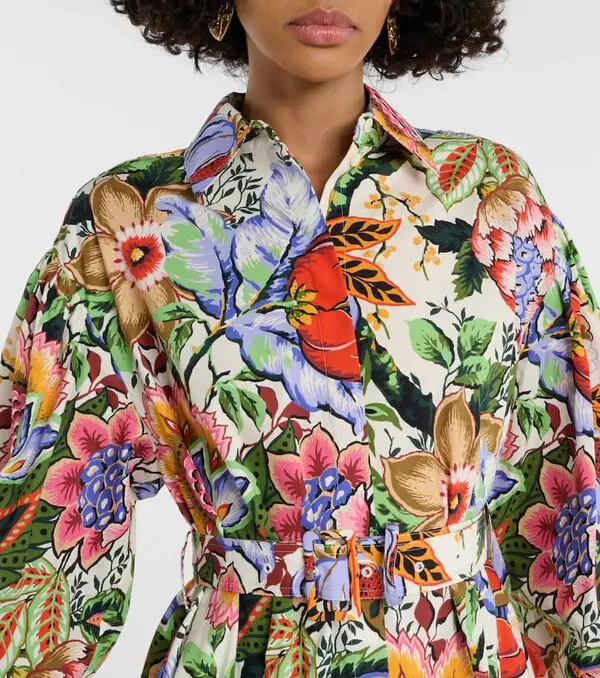 Etro Floral Cotton Shirt Midi Dress