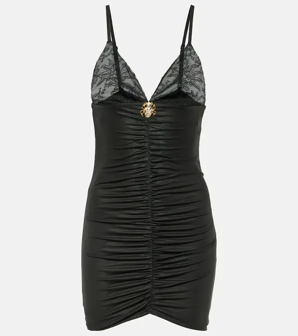 Alessandra Rich Laminated Jersey Minidress - Black