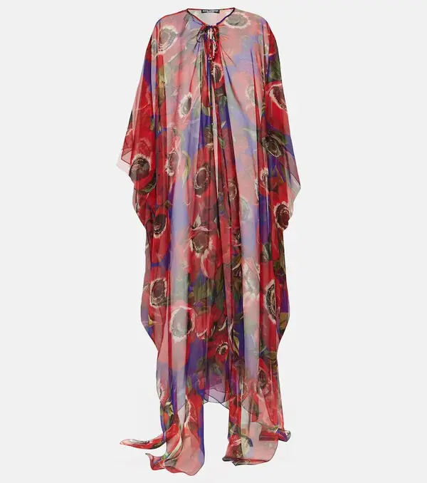 Dolce & Gabbana Anemone Silk Chiffon Kaftan