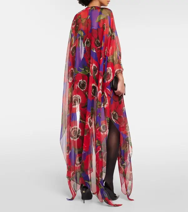 Dolce & Gabbana Anemone Silk Chiffon Kaftan