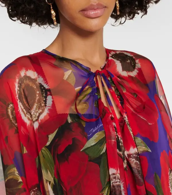 Dolce & Gabbana Anemone Silk Chiffon Kaftan