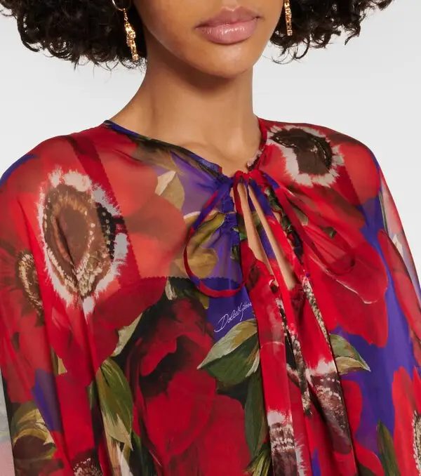 Dolce & Gabbana Anemone Silk Chiffon Kaftan