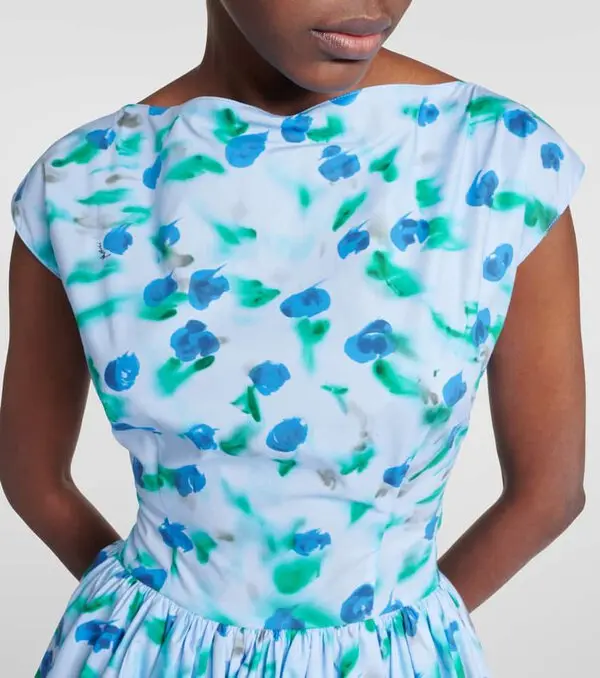 Marni Floral Cotton Poplin Midi Dress