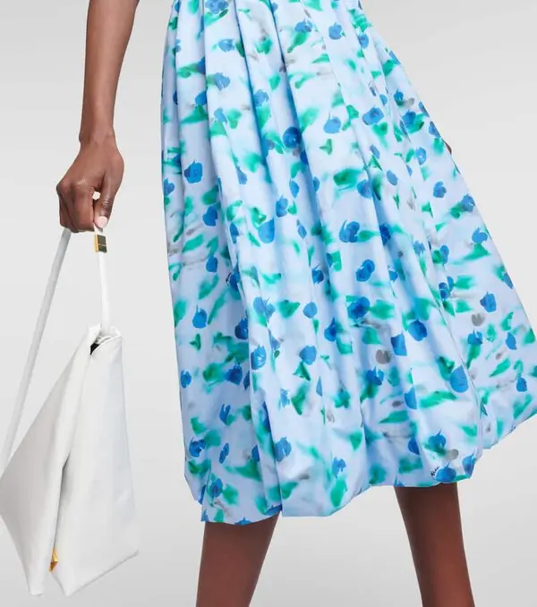 Marni Floral Cotton Poplin Midi Dress