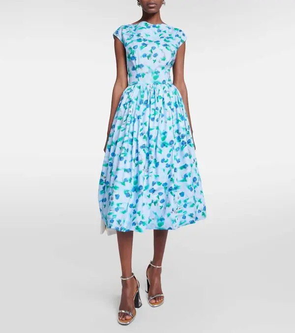 Marni Floral Cotton Poplin Midi Dress