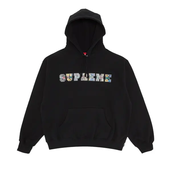 Supreme Collegiate Patchwork Leather Hooded Sweatshirt