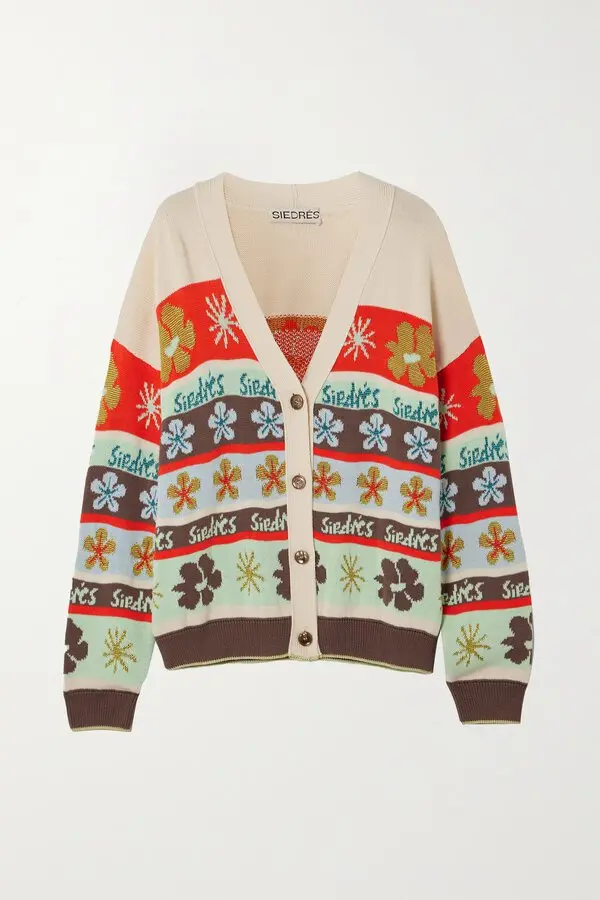 SIEDRES Amber Intarsia Cotton Cardigan