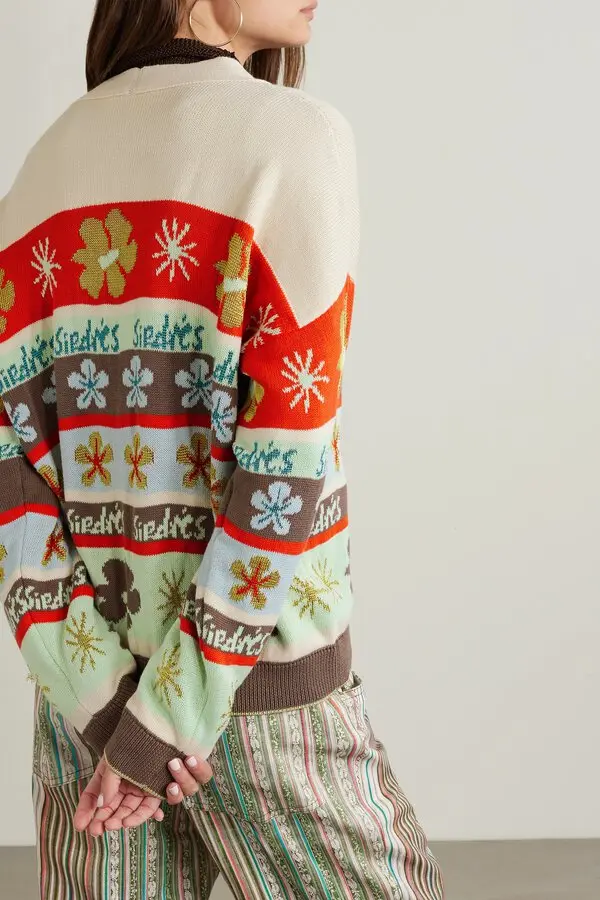 SIEDRES Amber Intarsia Cotton Cardigan