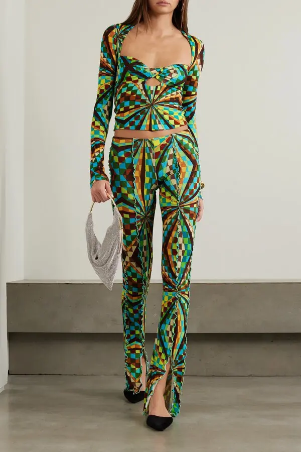 SIEDRES Divy Twist-front Cutout Printed Top