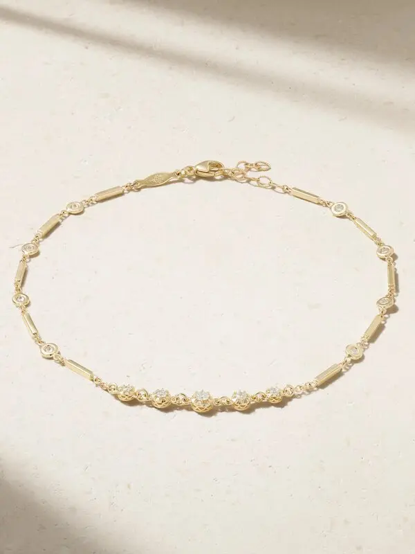 Jacquie Aiche 14-karat Diamond Anklet - Gold