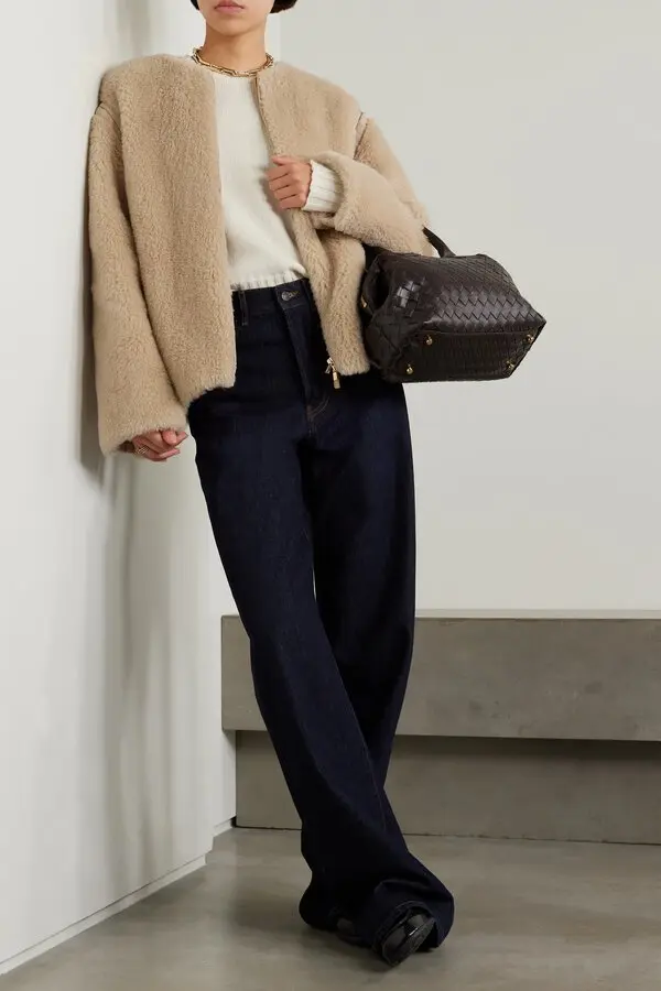 Max Mara Panno Grosgrain-trimmed Fleece Jacket - Neutrals