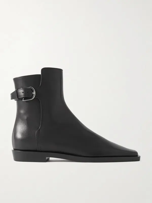 TOTEME Net Sustain Belted Leather Ankle Boots