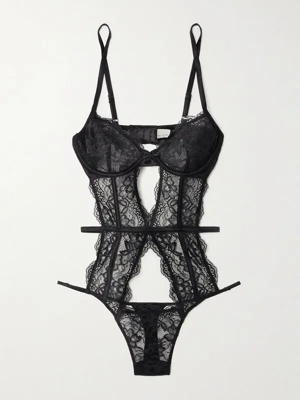 FLEUR DU MAL Naomi Silk-blend Thong Bodysuit