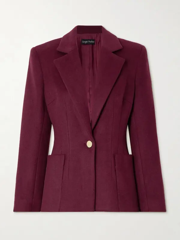 SERGIO HUDSON Wool And Cashmere-blend Blazer - Burgundy