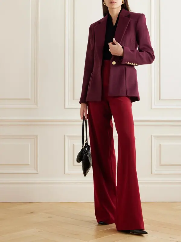 SERGIO HUDSON Wool And Cashmere-blend Blazer - Burgundy