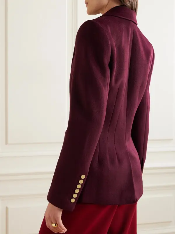 SERGIO HUDSON Wool And Cashmere-blend Blazer - Burgundy