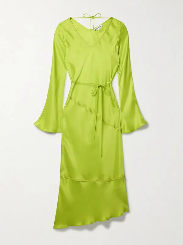 Acne Studios Satin Midi Dress - Green
