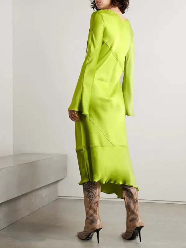 Acne Studios Satin Midi Dress - Green