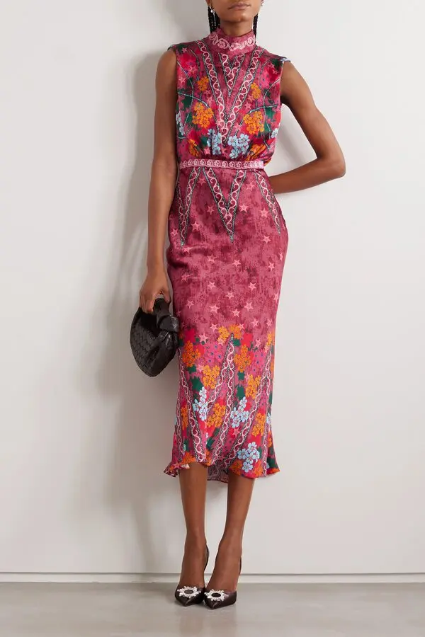 saloni fleur midi dress pink Fleur Midi Dress