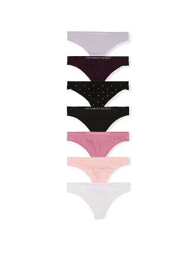 Victoria's Secret 5-pack Seamless Sheer Rib Thong Panties - Print