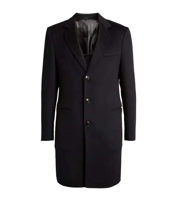 Giorgio Armani Cashmere Single-breasted Long Coat - Black