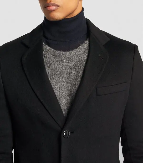 Giorgio Armani Cashmere Single-breasted Long Coat - Black