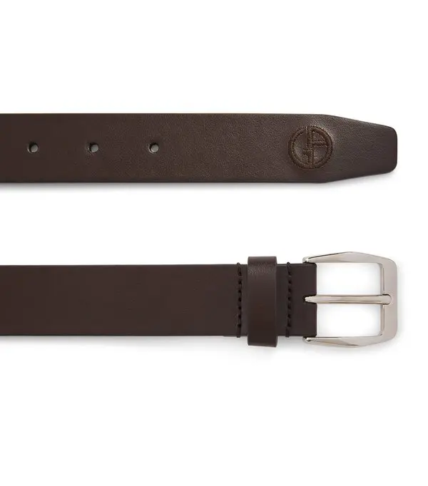 Giorgio Armani Textured Brown Leather Belt Genuine Leather Belt 02-40-1404 | D. Brown — Chesed Apparel main image 3