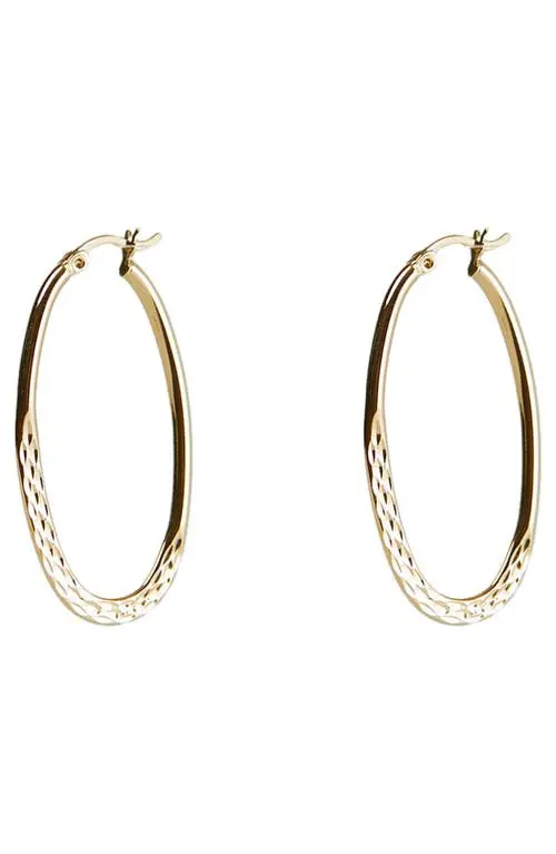 Argento Vivo Diamond Cut Oval Hoop Earrings - Gold