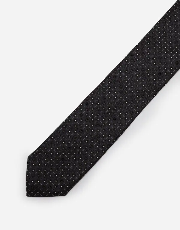 Dolce & Gabbana Silk Jacquard Neck Tie With Dg Logo - Blue