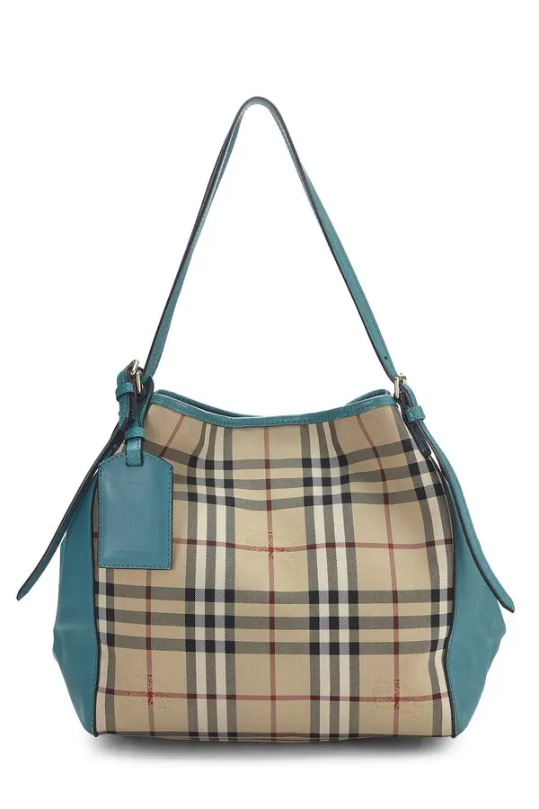 Burberry Turquoise Haymarket Check Canterbury Tote