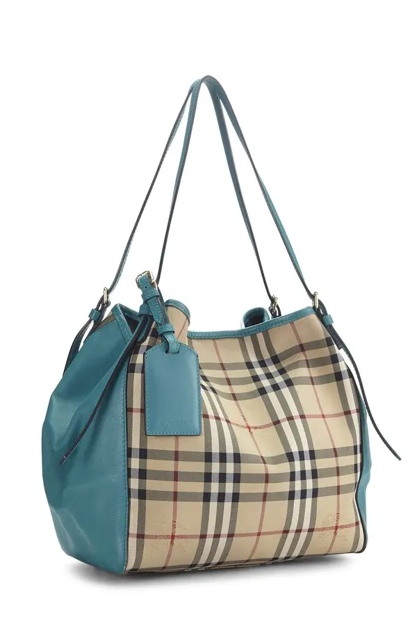Burberry Turquoise Haymarket Check Canterbury Tote
