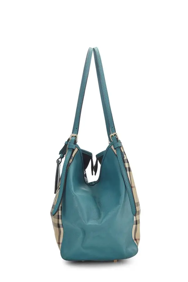 Burberry Turquoise Haymarket Check Canterbury Tote
