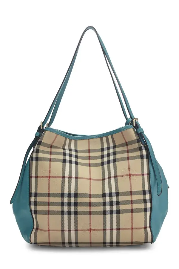 Burberry Turquoise Haymarket Check Canterbury Tote