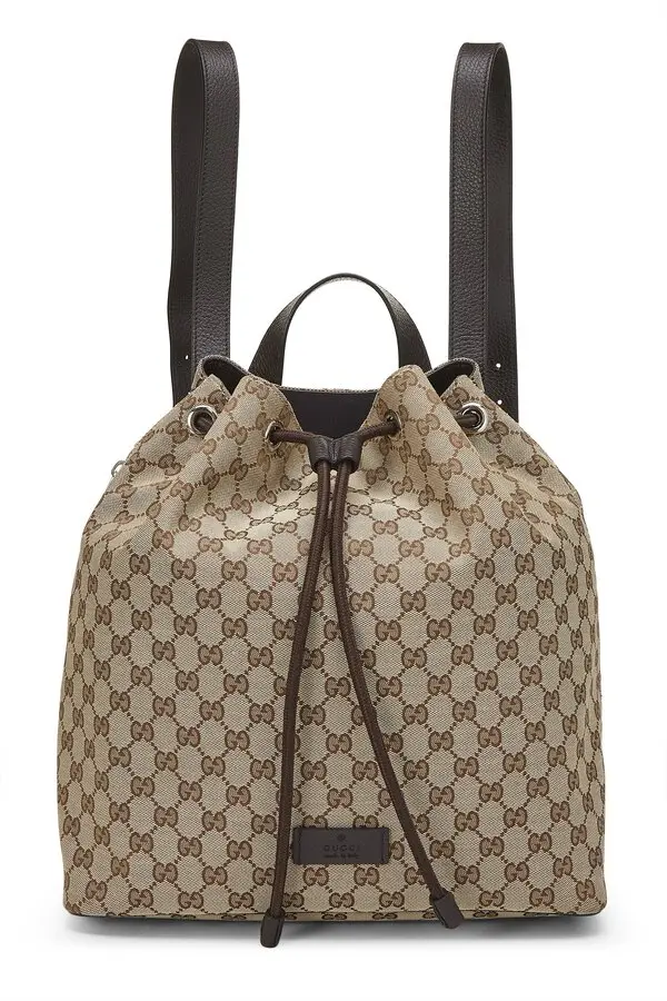 Gucci Original Gg Canvas Drawstring Backpack - Brown