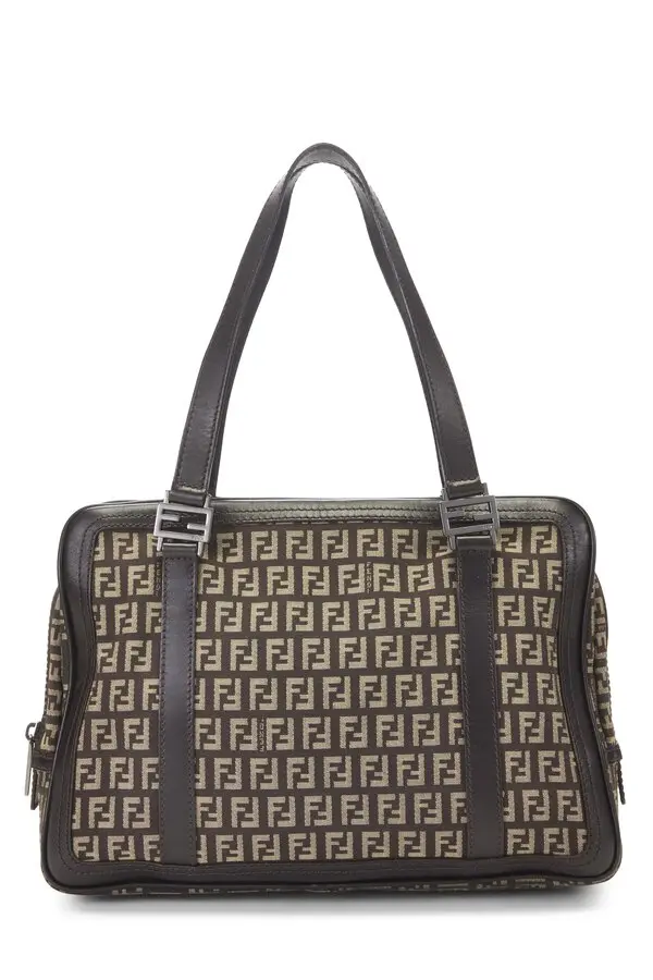 Fendi Zucchino Canvas Boston - Brown