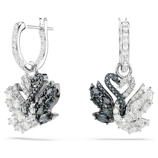 SWAROVSKI Swan Drop Earrings - Black