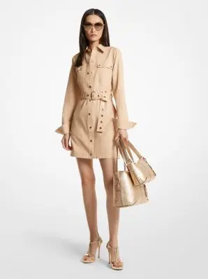 Michael Kors Cotton Blend Twill Utility Dress