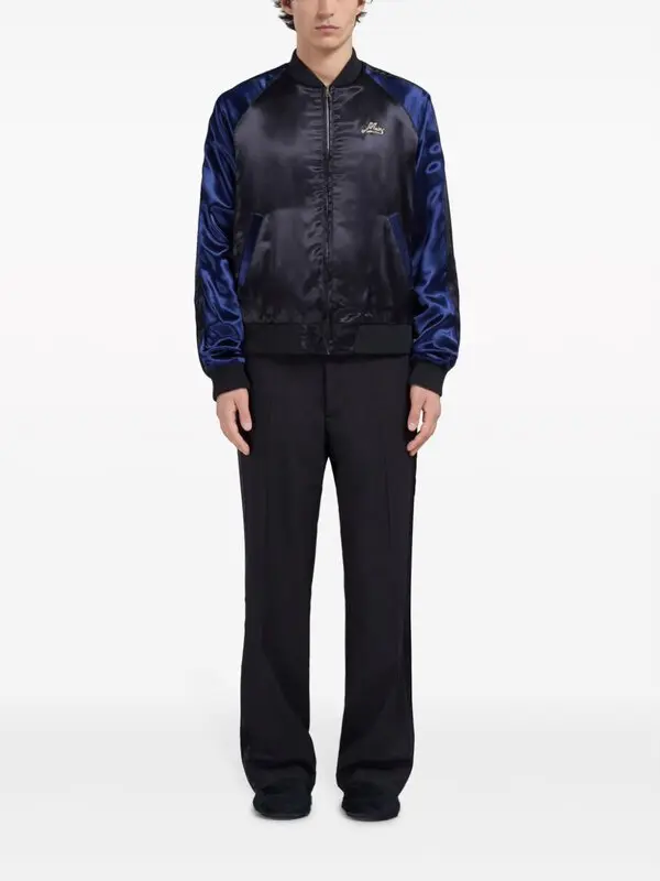 Marni Logo-embroidered Satin Bomber Jacket