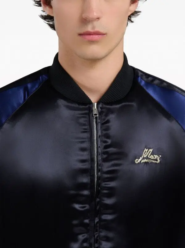 Marni Logo-embroidered Satin Bomber Jacket